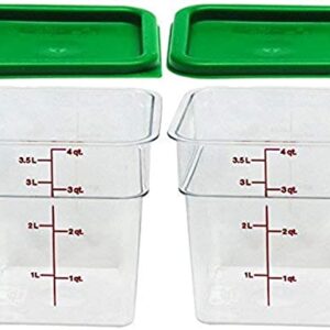 Cambro Polycarbonate Square Food Storage Containers 4 Quart With Lid - Pack of 2