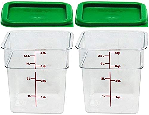 Cambro Polycarbonate Square Food Storage Containers 4 Quart With Lid - Pack of 2