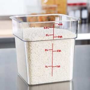 Cambro Polycarbonate Square Food Storage Containers 4 Quart With Lid - Pack of 2