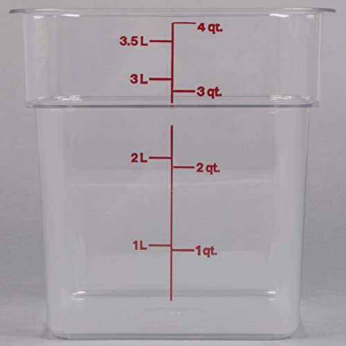 Cambro Polycarbonate Square Food Storage Containers 4 Quart With Lid - Pack of 2