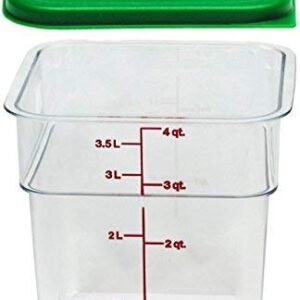 Cambro Polycarbonate Square Food Storage Containers 4 Quart With Lid - Pack of 2