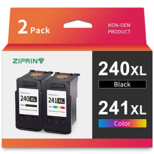 ZIPRINT Remanufactured Ink Cartridge Replacement for Canon PG-240XL CL-241XL 240 241 240XL 241XL for Pixma MG3620 MG3220 MG2220 MG2120 MX432 MX472 MX532 MG3520 MX452 MX459 Printer (Black, Tri-Color)