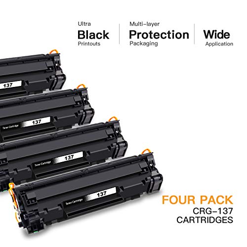 E-Z Ink (TM) Compatible Toner Cartridge Replacement for Canon 137 CRG 137 CRG137 9435B001AA to use with ImageClass D570 MF236n MF216N MF227dw MF247dw MF212w MF217w MF244dw Printer (Black, 4 Pack)