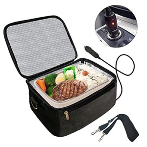 portable oven 12v personal food warmer,car heating lunch box,electric slow cooker for meals reheating & raw food cooking for road trip/office work/picnic/camping/family gathering(12v) (black)