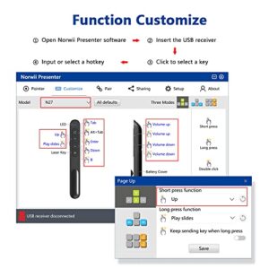 NORWII N27 Wireless Presenter with Laser Pointer Presentation Clicker, 330FT Long Contol Range Hyperlink Volume PowerPoint Clicker Presentation Remote Slide Advancer for Laptop Computer