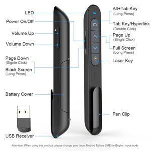 NORWII N27 Wireless Presenter with Laser Pointer Presentation Clicker, 330FT Long Contol Range Hyperlink Volume PowerPoint Clicker Presentation Remote Slide Advancer for Laptop Computer