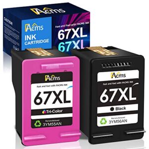 facms remanufactured ink cartridge replacement for hp 67 67xl for envy 6052 6058 6075 deskjet 2732 2755 deskjet plus 4152 4155 4158 printer (1 black 1 tri-color)