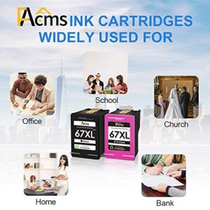 FACMS Remanufactured Ink Cartridge Replacement for HP 67 67XL for Envy 6052 6058 6075 DeskJet 2732 2755 DeskJet Plus 4152 4155 4158 Printer (1 Black 1 Tri-Color)