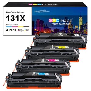 gpc image remanufactured toner cartridge replacement for hp 131x 131a cf210x cf211a cf212a cf213a with pro 200 color mfp m276nw m251nw m251n m276n printer tray (black, cyan, magenta, yellow)