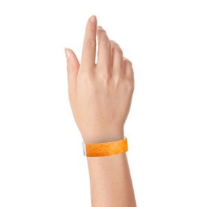 WristCo Neon Orange ¾” Tyvek Wristbands – 500 Pack | Waterproof Paper Bracelets for Concerts & Events