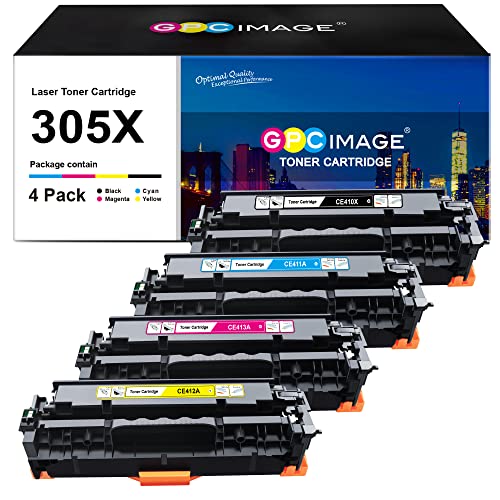 GPC Image Remanufactured Toner Cartridge Replacement for HP 305X 305A CE410X Compatible with Laserjet Pro 400 Color M451dw M451dn M451nw MFP M475dw M475dn M375nw Printer(Black, Cyan, Magenta, Yellow)