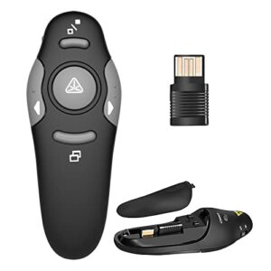 presentation clicker wireless presenter remote, powerpoint clickers with laser pointer, rf 2.4ghz usb wireless presenter clicker for powerpoint presentations for mac/laptop/computer