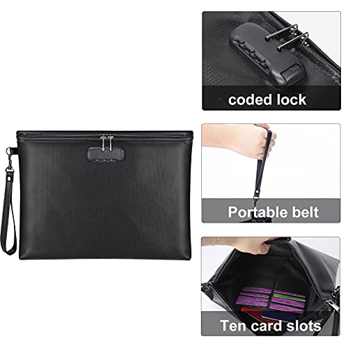 Fireproof Document Bag with Lock, ZOOPIP 14.3"x10.2" Fireproof and Waterproof Money Bag with Zipper Closure, Storage Pouch for A4 Letter Size Document, Cash, Cell Phone, Tablet, Credit Card,Passport