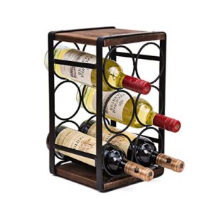 soduku rustic wood countertop wine rack 6 bottles no need assembly