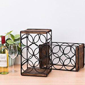 Soduku Rustic Wood Countertop Wine Rack 6 Bottles No Need Assembly