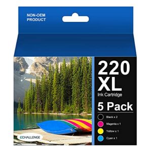 220xl t220xl high yield replacement remanufactured for epson 220 xl ink cartridges to use with wf-2760 wf-2750 wf-2650 wf-2630 xp-420 xp-320 xp-424 (2 black, 1 cyan, 1 magenta, 1 yellow)