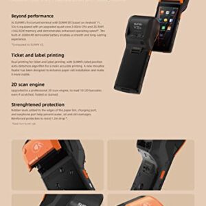 SKYPOS POINT OF SALE SYSTEMS Pos Android 11 Sunmi V2S 2GB 16GB 2X Camera 4G Android Handheld POS Terminal with Printer WiFi NFC Mobile POS Devices Thermal Ticket and Label Portable Printer (4G+NFC)