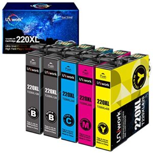 uniwork remanufactured ink cartridge replacement for epson 220 xl 220xl t220xl use for workforce wf-2750 wf-2760 wf-2630 wf-2650 wf-2660 xp-320 xp-420 printer tray (2 black 1 cyan 1 magenta 1 yellow)