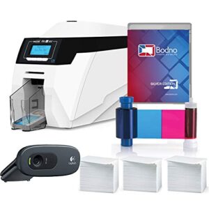 magicard rio pro 360 dual sided id card printer & complete supplies package with bodno silver edition id software