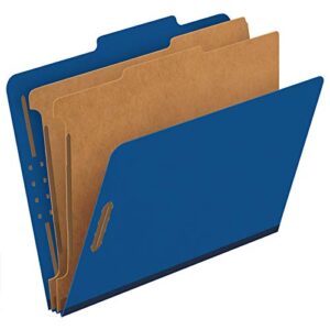 pendaflex® classification folders, 2 dividers, 2″ fasteners, letter, dark blue, 10/box (24132p)