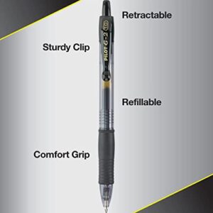 PILOT G2 Premium Refillable & Retractable Rolling Ball Gel Pens, Bold Point, Black Ink, 5-Pack (31303)