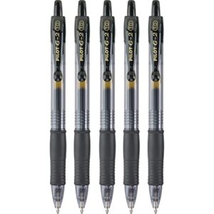 PILOT G2 Premium Refillable & Retractable Rolling Ball Gel Pens, Bold Point, Black Ink, 5-Pack (31303)