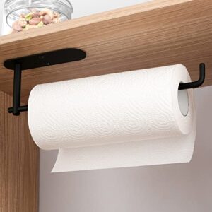 hanging paper towel holder under cabinet, black paper towel holder wall mount, adhesive/drilling paper towel rack for kitchen towel rolls bathroom wall, black toilet paper holder stainless steel