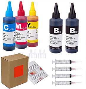 jetsir 4 color ink refill kit for hp 950 951 932 933 60 61 952 902 901 62 63 21 22 920 940 934 564 711 970 971 94 95 96 ink cartridge (2 black 1 cyan 1 magenta 1 yellow) 100ml x5 bottle with syringe