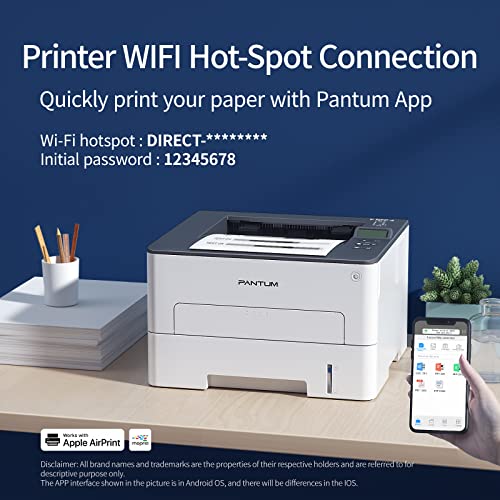 Monochrome Laser Printer Black and White Printer Wireless Small Computer Printer with Auto Duplex 2-Sided Printer Home Use with Mobile Printing and School Student, 30ppm Pantum P3012DW with TL-410