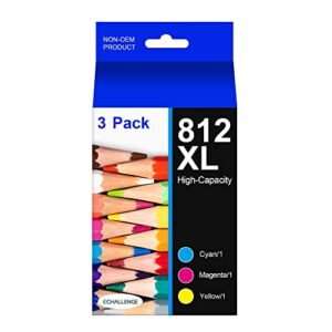 812xl ink cartridges replacement remanufactured for epson 812 xl t812xl for workforce pro wf-7820 wf-7840 wf-7310 ec-c7000 (1 cyan 1 magenta 1 yellow)