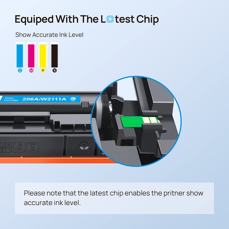 HALLOLUX 206A Toner Cartridge (with chip) Replacement for 206A 206X W2110A W2110X Compatible with Color Pro MFP M283fdw M283cdw M283 M255 M255dw M282nw Printer Toner (4 Pack)