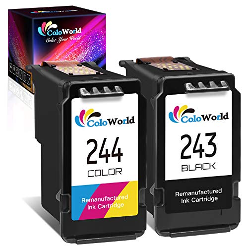 ColoWorld Remanufactured Ink Cartridge Replacement for Canon PG-243 CL-244 PG-245XL CL-246XL for Pixma MX492 MX490 TR4520 MG2522 MG2922 MG2520 MG2920 MG3022 iP2820 TS202 Printer (1 Black 1 Color)