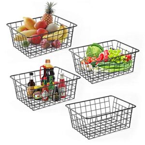 wire baskets for organizing household pantry baskets 4 pack pantry baskets for storage metal baskets for pantry storage wire baskets for storage pantry wire storage baskets black metal storage bins