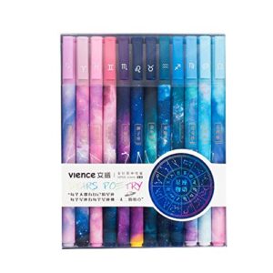 jisomin 12 pcs constellation gel ink pens, creative galaxy pens, 0.5mm extra-fine ballpoint pen, promotional gift stationery school office supply (black ink)