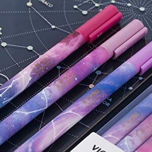 Jisomin 12 pcs Constellation Gel Ink Pens, Creative Galaxy Pens, 0.5mm Extra-Fine Ballpoint Pen, Promotional Gift Stationery School Office Supply (Black Ink)