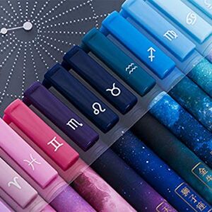 Jisomin 12 pcs Constellation Gel Ink Pens, Creative Galaxy Pens, 0.5mm Extra-Fine Ballpoint Pen, Promotional Gift Stationery School Office Supply (Black Ink)