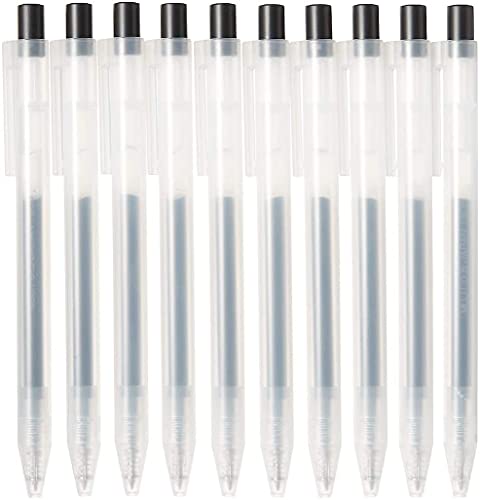 MUJI Smooth Gel Ink Ballpoint Pen Knock Type 10-Pieces Set, 0.5 mm Nib Size, Black