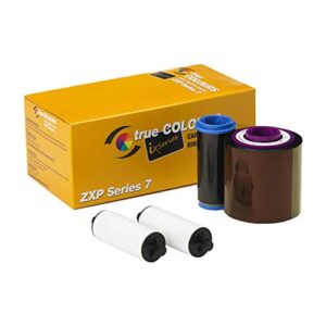 zebra technologies 800077-742 true colors ix series color ribbon for zxp series, 7 compatible, ymcko, 750 labels per roll