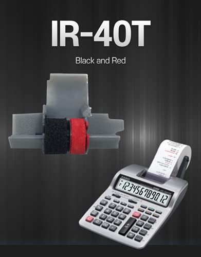 Package of Two Casio HR-100TM and HR-150TM Calculator Ink Roller, Black and Red, Compatible