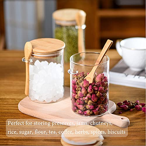 Glass Jars with Airtight Lid and Spoon,Glass Food Storage Jars Containers,Overnight Oats Containers with Lids,Decorative Kitchen Jars for Coffee/Tea/Sugar/Spice,Bath Salt Containers 18Oz/530ML(3PCS)