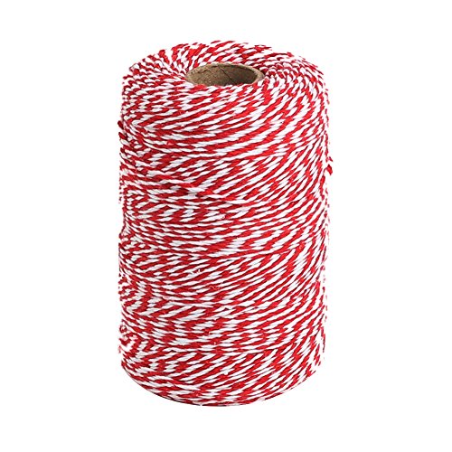 Tenn Well Red and White Twine, 656 Feet 200m Cotton Bakers Twine Perfect for Baking, Butchers, Crafts and Christmas Gift Wrapping