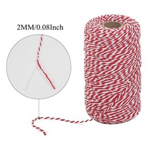 Tenn Well Red and White Twine, 656 Feet 200m Cotton Bakers Twine Perfect for Baking, Butchers, Crafts and Christmas Gift Wrapping