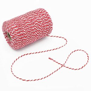 Tenn Well Red and White Twine, 656 Feet 200m Cotton Bakers Twine Perfect for Baking, Butchers, Crafts and Christmas Gift Wrapping