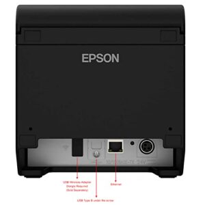 Epson TM-T20III Thermal POS Receipt Printer, Black - USB Type B + Ethernet and DK Port, Requires USB Wireless Dongle - Print Speeds Up to 250mm/sec, 203 dpi, Auto-Cutter, Monochrome, DAODYANG