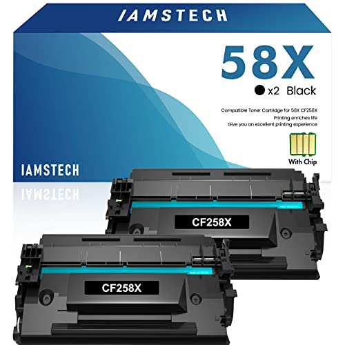 iamstech 58X CF258X with Chip Compatible 2 Pack Toner Cartridge Replacement for HP 58X CF258X 58A CF258A MFP M428fdw M428fdn M428dw Pro M404n M404dn M404dw M404 M428 Printer Black