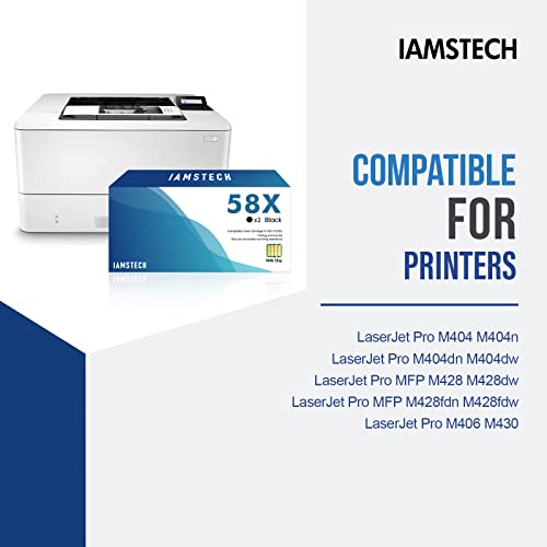 iamstech 58X CF258X with Chip Compatible 2 Pack Toner Cartridge Replacement for HP 58X CF258X 58A CF258A MFP M428fdw M428fdn M428dw Pro M404n M404dn M404dw M404 M428 Printer Black