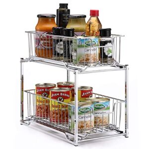 Simple Trending Stackable 2-Tier Under Sink Cabinet Organizer with Sliding Storage Drawer, Chrome