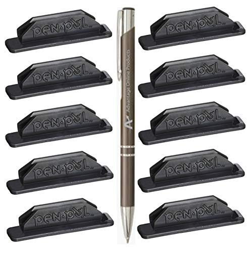 10 Pack Pal Pen Holders, Black Only, Self Adhesive and Removeable