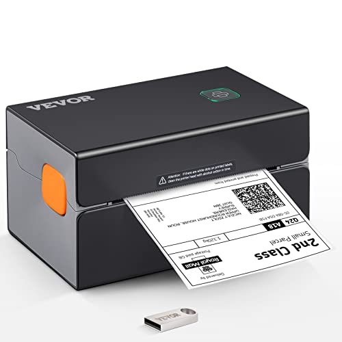 VEVOR HD(300DPI) Thermal Label Printer, Shipping Label Printer w/Auto Label Recognition, Support Windows/MacOS/Linux/Chromebook, Compatible w/Amazon, Ebay, Shopify, USPS, Etsy, UPS, etc.