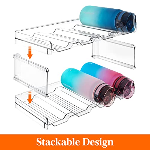 Lifewit Stackable Water Bottle Organizer for Cabinet, Freezer, Pantry - Plastic Cup Holder, Wine Racks for Kitchen Tabletop Storage, Cupboard, Office - Pack of 2, Each Rack Holds 4 Containers